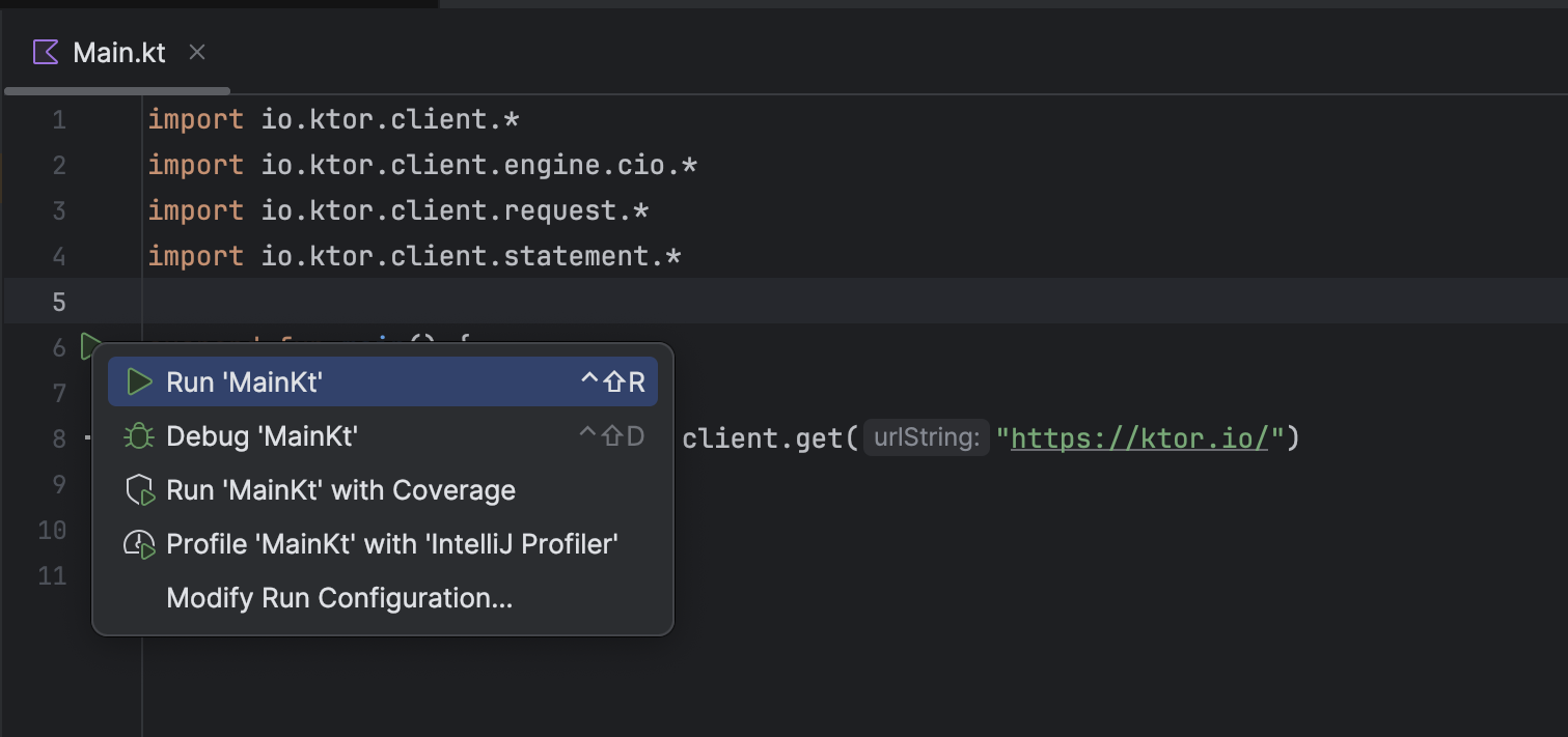 Create a client application | Ktor Documentation