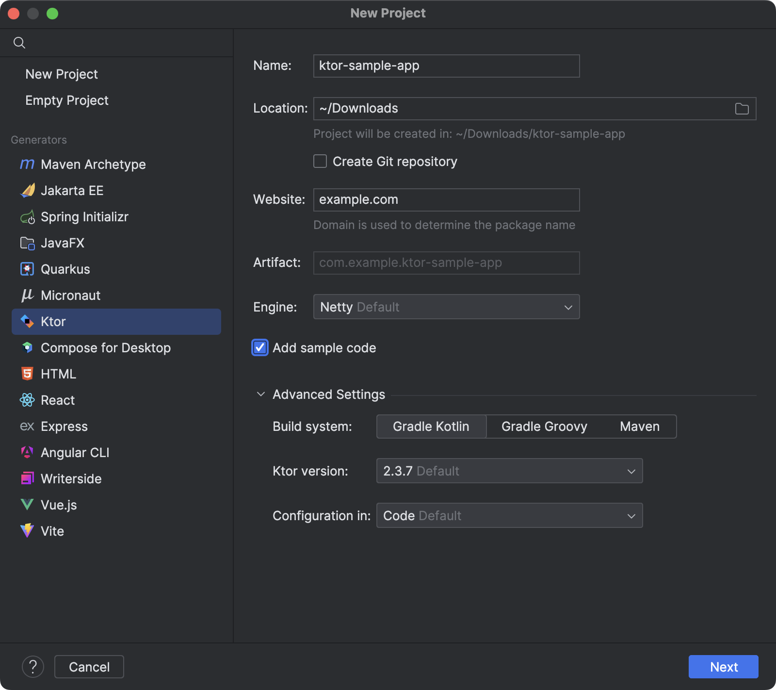 Create Open And Run A New Ktor Project Ktor Documentation